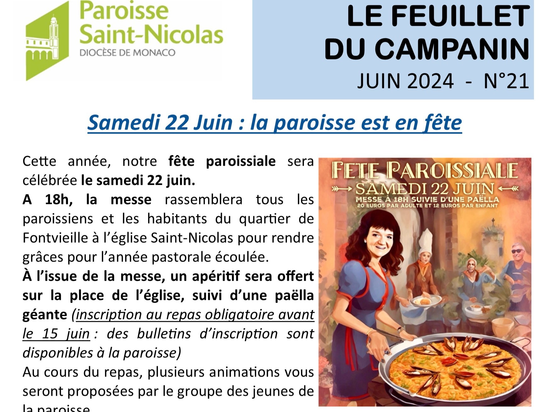 FEUILLET DU CAMPANIN JUIN 2024 - Diocèse de Monaco