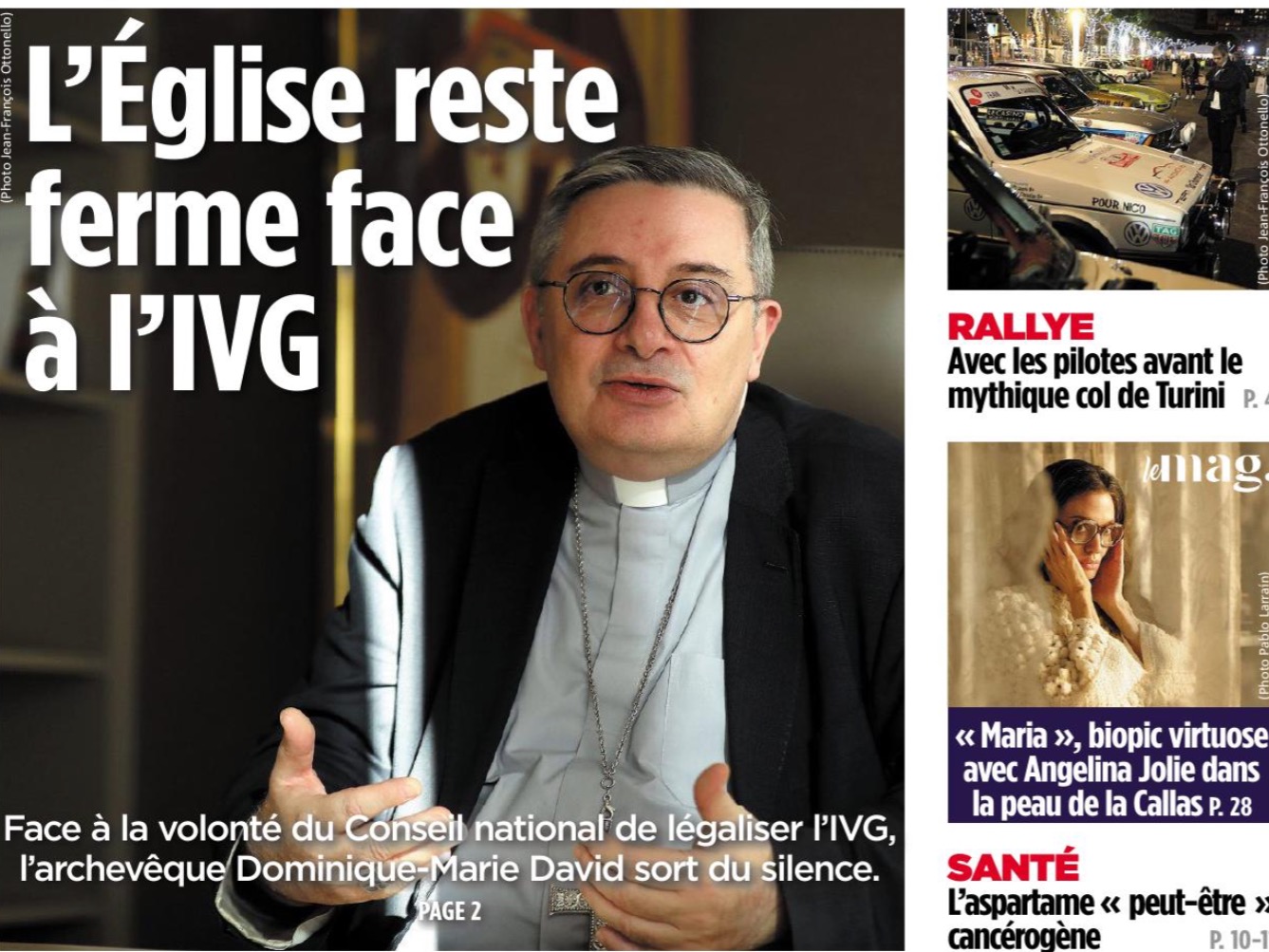 IVG : interview de Mgr David dans "Monaco Matin" - Diocèse de Monaco